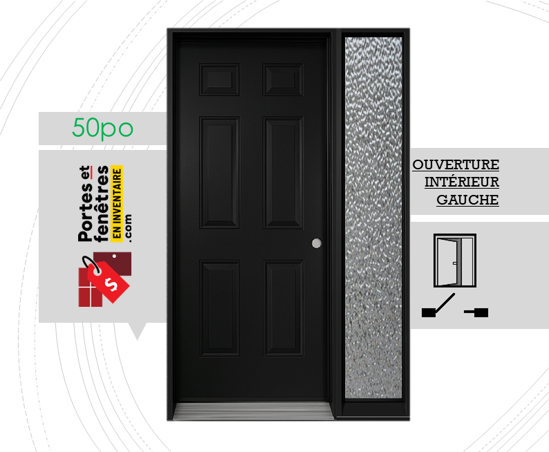 PORTE B01 6 embossés noire 50" gauche intérieur avec latéral verre ...