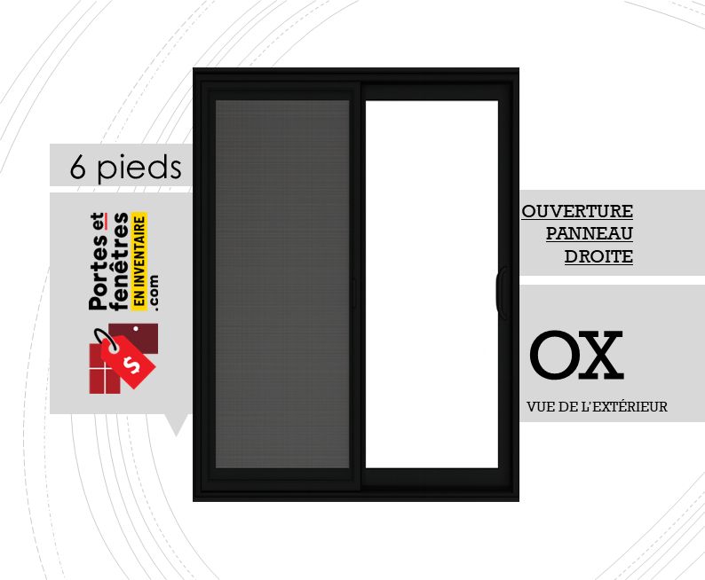 PORTE-PATIO 6 PIEDS PVC NOIRE OUVRANT DROITE OX QUALITÉ