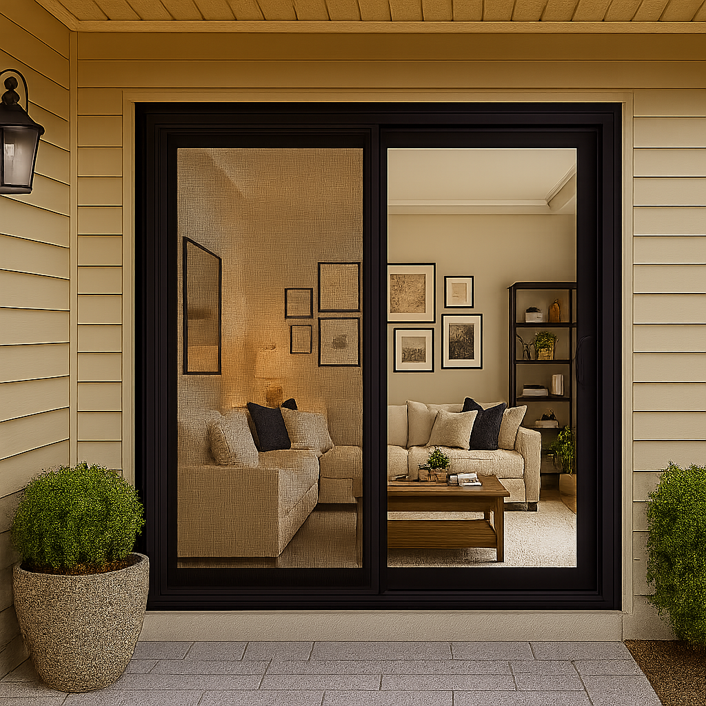 PORTE-PATIO 6 PIEDS PVC NOIRE OUVRANT DROITE OX QUALITÉ